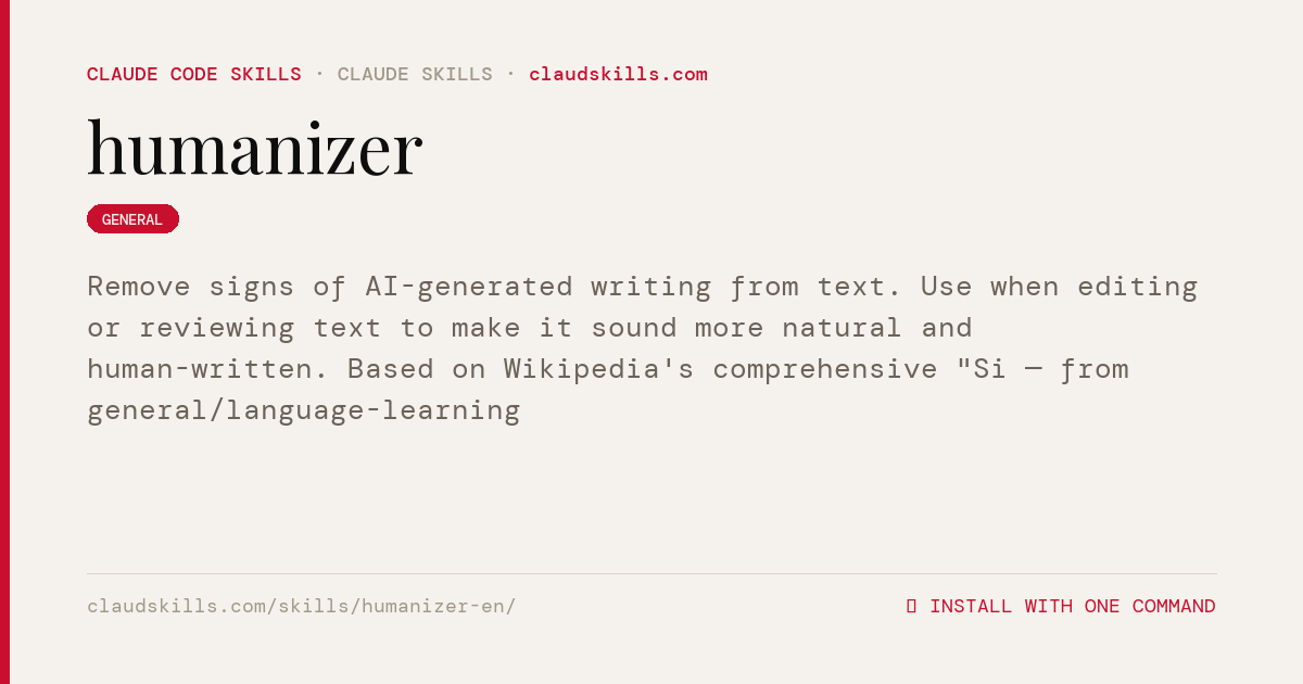 humanizer — Remove signs of AI-generated writing from text